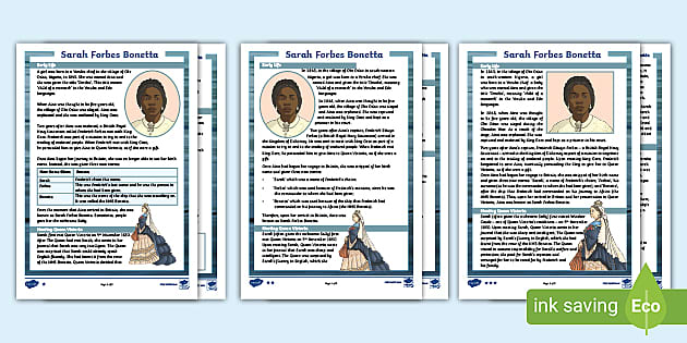 UKS2 Sarah Forbes Bonetta Differentiated Reading Comprehension Activity ...