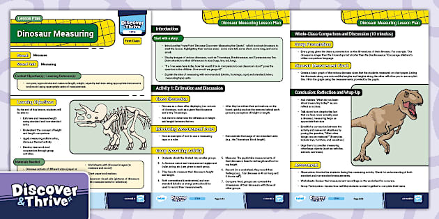 Dinosaur Measuring Lesson Plan/ First Class (teacher made)