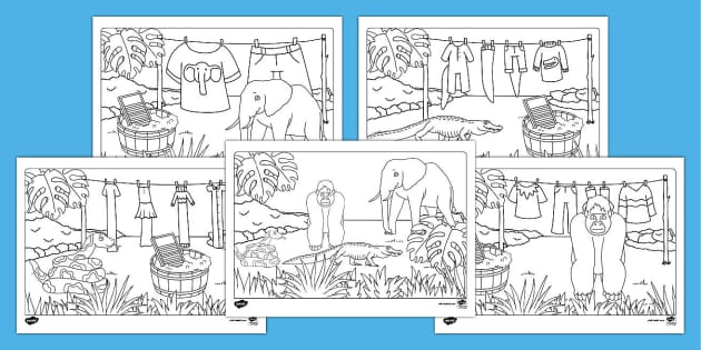 Down in the Jungle Colouring Pages (teacher made) - Twinkl