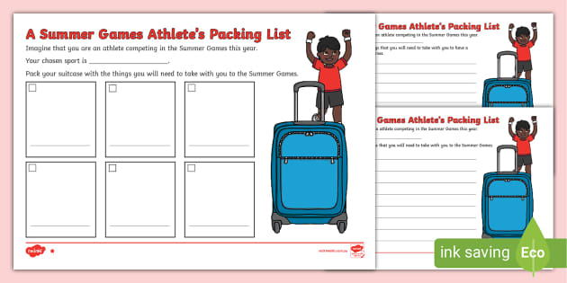 A Summer Games Athlete's Packing List (teacher made)