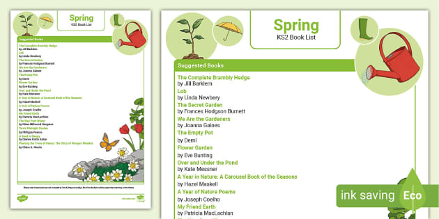KS2 Spring-Themed Book List (Hecho por educadores) - Twinkl
