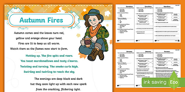 KS1 Autumn Fires Poem | Differentiated Reading Comprehension