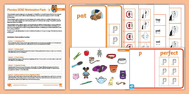 Level 2 Phonics SEND Workstation Pack - 'p' (teacher made)