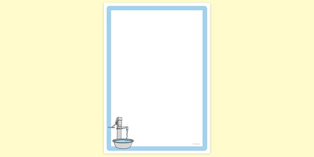 Simple Blank Pouring Water In A Bowl Page Border - Twinkl