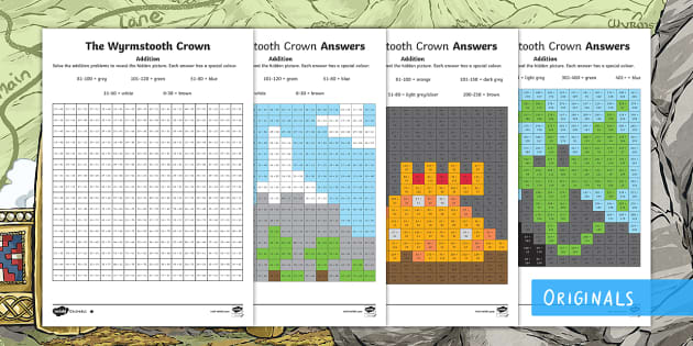 KS2 Addition Mosaic Differentiated Worksheet (KS2 Fantasy Story 'The