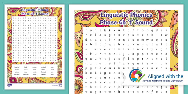 NI Linguistic Phonics Phase 4b 't' Sound Word Search