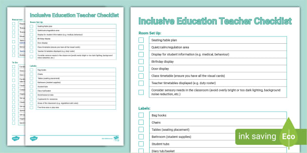 Inclusive Education Checklist - Teaching Resources - Twinkl