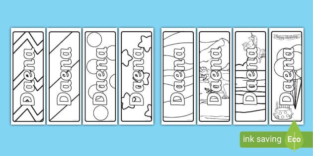 Daena Name Simple Colouring Bookmarks Teacher Made