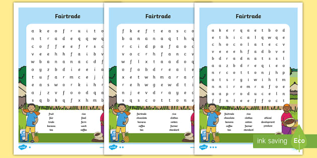 Fairtrade Fortnight Wordsearch Differentiated (teacher made)