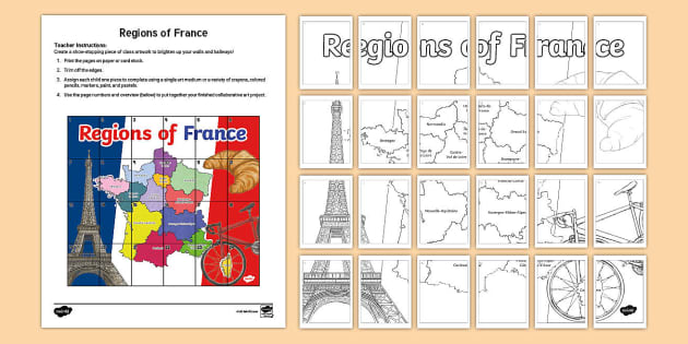 Regions of France Map Collaborative Art Pack - Twinkl