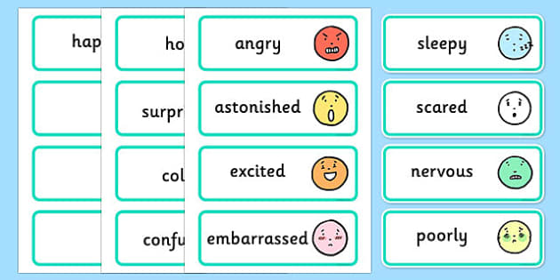 Large Simple Emotions and Feelings Word Cards - Twinkl