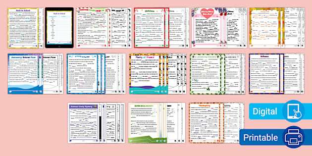 Holiday & Seasons Laugh Libs Activity Pack for 6th-8th Grade