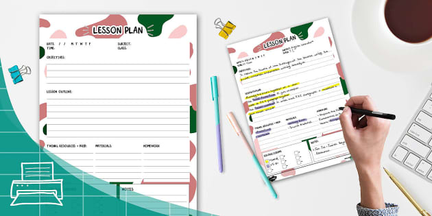 Green & Pink Blobs | Individual Lesson Planner - Twinkl