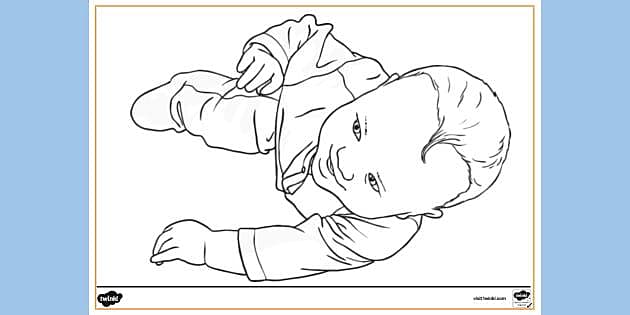 Baby 7 Months Rolling Over Colouring Sheet