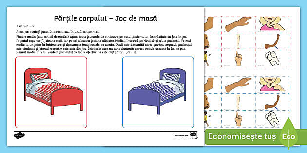 Omul: Părțile corpului – Joc de masă (teacher made)