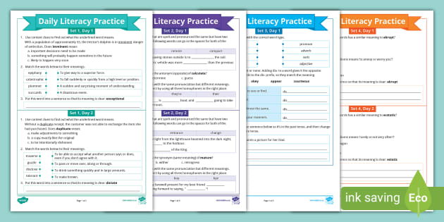 Daily Literacy Vocabulary Practice Year 7-8 (teacher made)