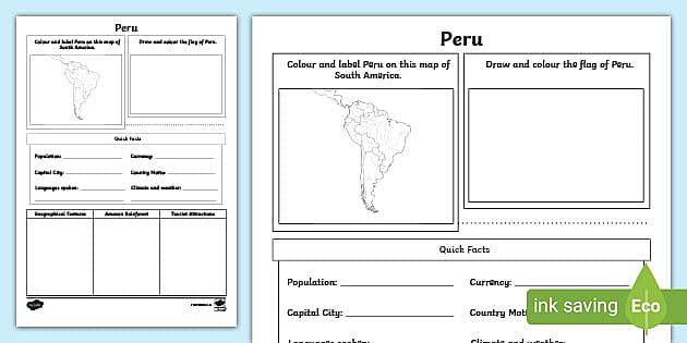 KS2 Peru Research Activity (teacher made) - Twinkl