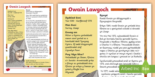 Ffeil Ffeithiau Owain Lawgoch (Teacher-Made) - Twinkl