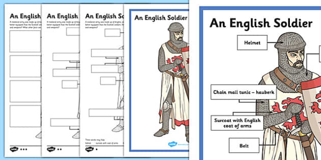 An English Soldier Poster and Differentiated Worksheets - CfE