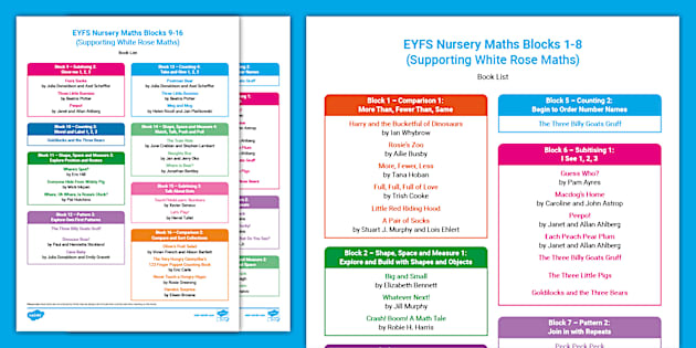 👉 EYFS Nursery Book List Blocks 1-16 Supporting White Rose