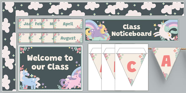 Unicorns Class Noticeboard Pack (teacher made) - Twinkl