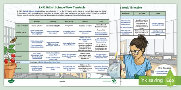 LKS2 British Science Week 2022 Activity Timetable - Twinkl