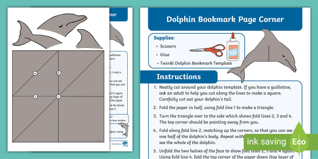 FREE! - Page Corner Bottlenose Dolphin Bookmark Craft