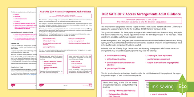 Key Stage 2 2019 Access Arrangements for SATs Adult Guidance