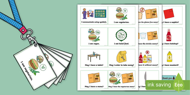 Twinkl Symbols: Eating Out Lanyard (Teacher-Made) - Twinkl