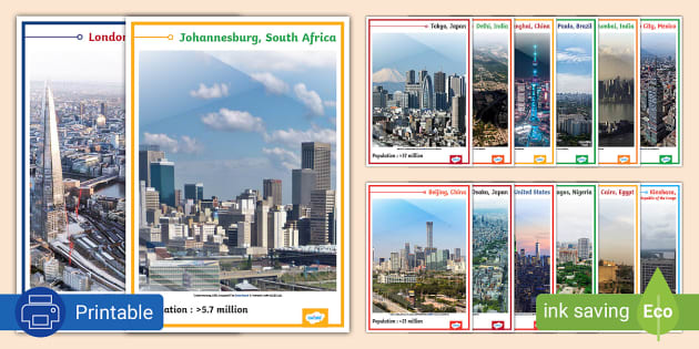 Major Cities and Their Population Size Posters - Twinkl