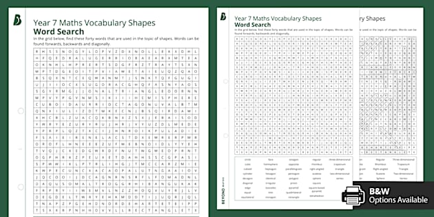 👉 Year 7 Maths Vocabulary – Shapes Word Search - Twinkl