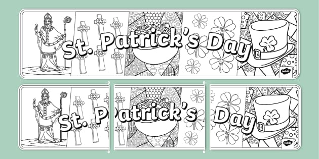 St. Patrick's Day Colouring Display Banner - Twinkl