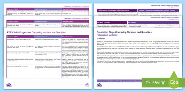 EYFS Maths: Comparing Numbers and Quantities Skills Progression and
