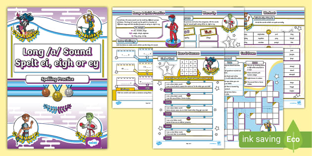 Words with Long /a/ Sound Spelt ei, eigh ey KS2 Booklet