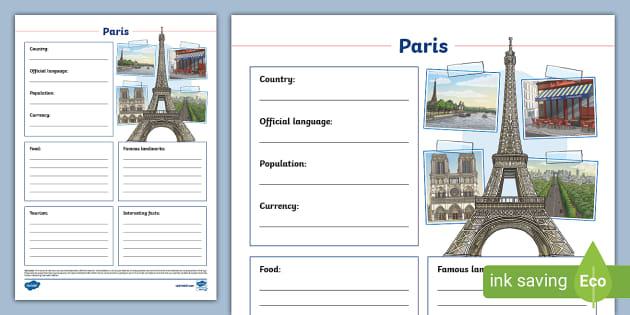 Paris Fact File Template (l'enseignant a fait) - Twinkl