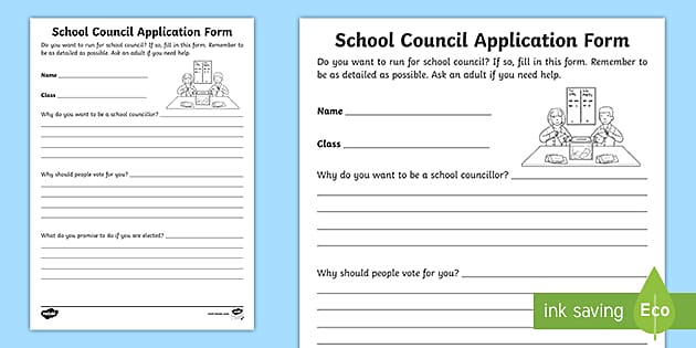 School Council Application Form teacher Made Twinkl