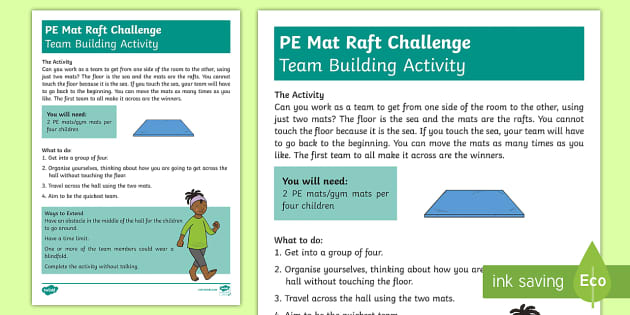 KS1 P.E Mat Raft Challenge Worksheet / Worksheet - Twinkl