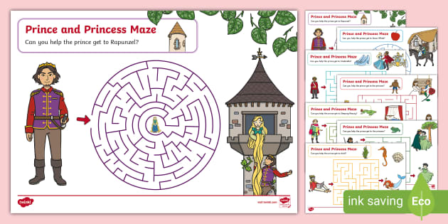 Prince and Princess Maze Activity Worksheets (teacher made)