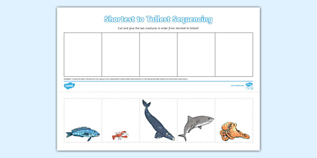 Shortest to Tallest Under the Sea Sequencing Worksheet