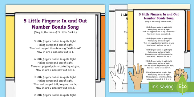 5 Little Fingers In And Out Number Bonds Song