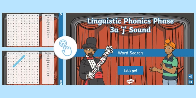 Linguistic Phonics Phase 3a 'j' Sound Interactive Word Search