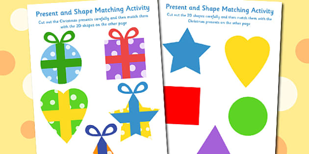 Present and Shape Matching Activity (teacher made) - Twinkl