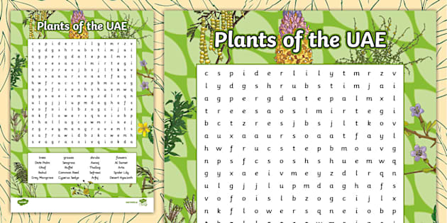 UAE Plants - Word Search (professor feito) - Twinkl