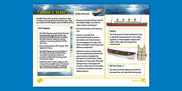 Titanic's Sister Ships Fact File (Teacher-Made) - Twinkl