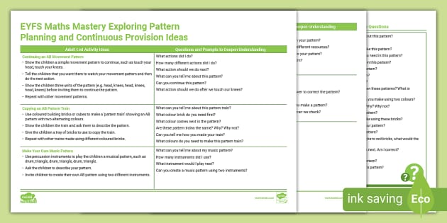 EYFS Maths Mastery Exploring Pattern Planning Ideas - Twinkl
