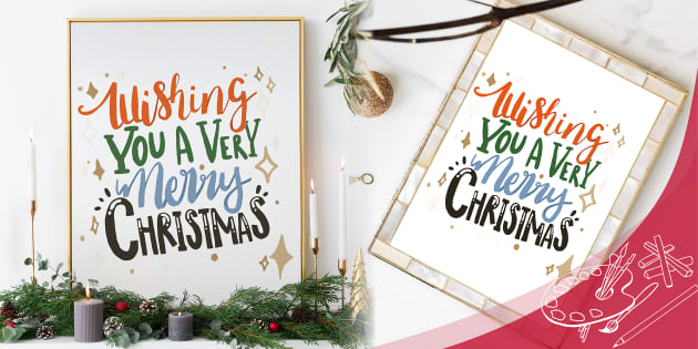 Wishing You a Very Merry Christmas Typography Poster