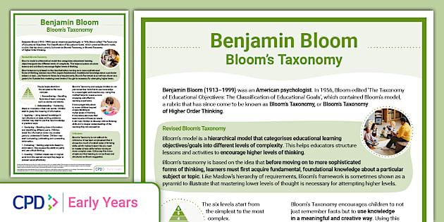 Benjamin Bloom – Bloom's Taxonomy | Poster | CPD - Twinkl