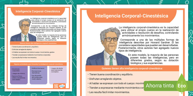 Póster: Inteligencia Corporal-Cinestésica (teacher made)