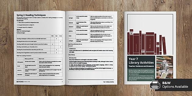 KS3 Library Activities: Year 7 Teacher Guidance and Answers