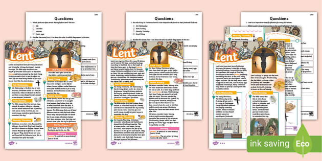 LKS2 Lent Differentiated Reading Comprehension Activity